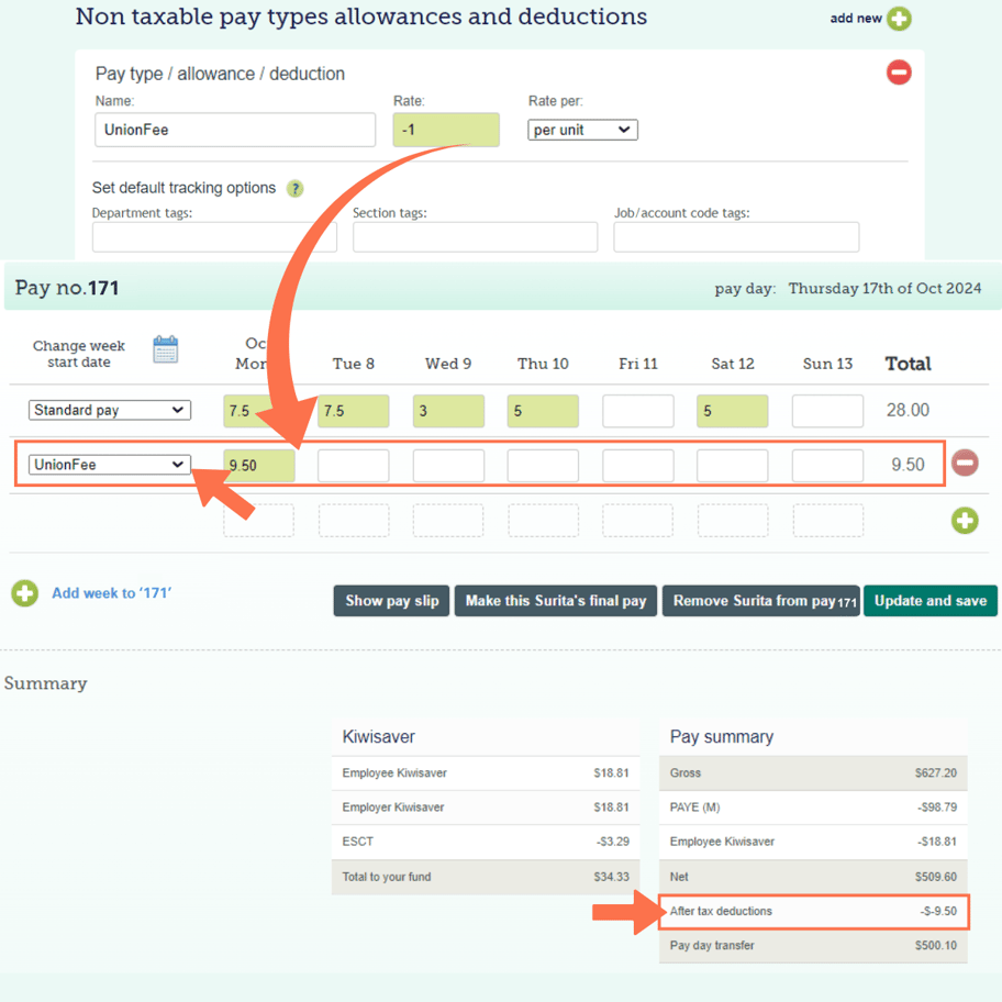 Creating a Non-taxable Deduction Custom Pay Type for Union Fees - an Employee-Authorised Deduction